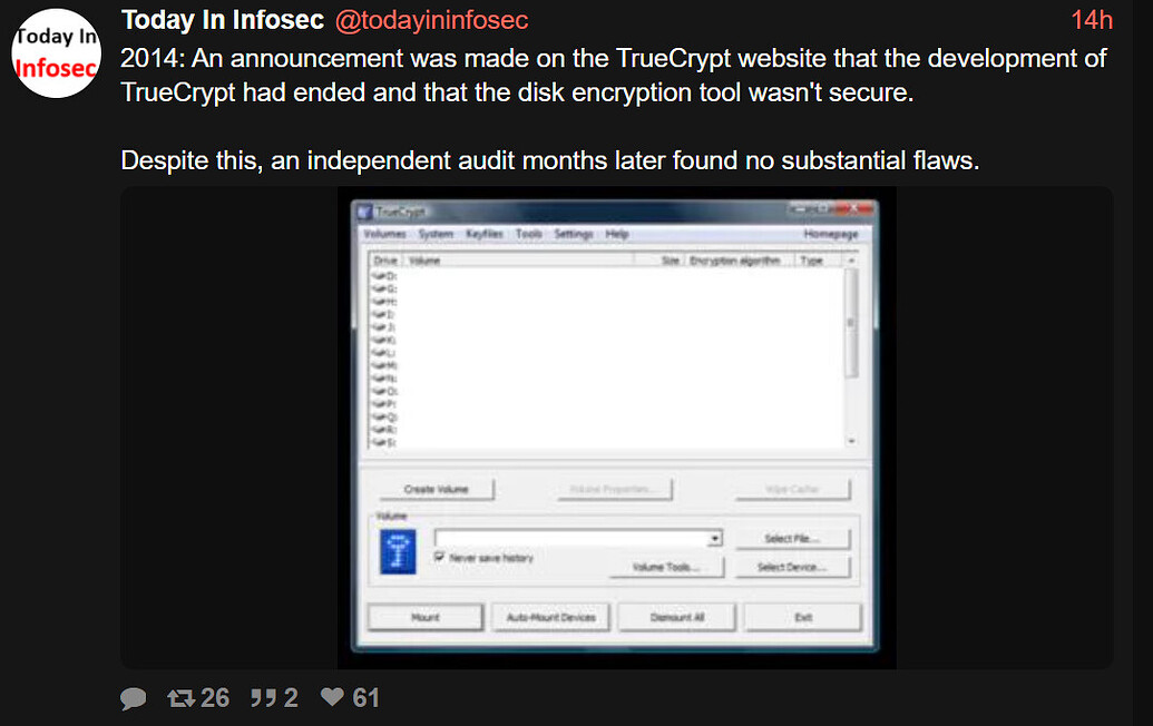 Why people still believe Truecrypt is much better than Veracrypt? - Questions - Privacy Guides ...